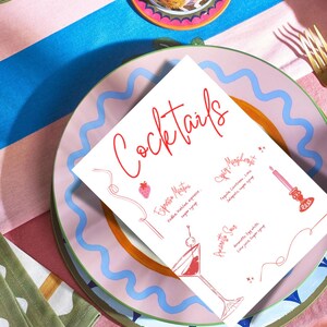 Colorful Handwritten Drinks Template Menu, Illustrated Wave Cocktail ...
