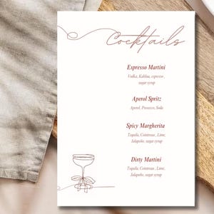 Minimal Handwritten Drink Menu Template,illustrated Scribble Cocktail ...