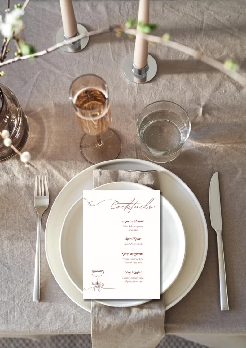 Minimal Handwritten Drink Menu Template,illustrated Scribble Cocktail ...