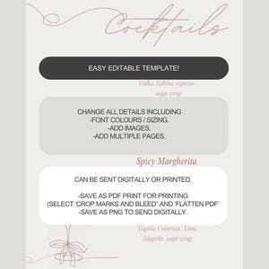 Minimal Handwritten Drink Menu Template,illustrated Scribble Cocktail ...