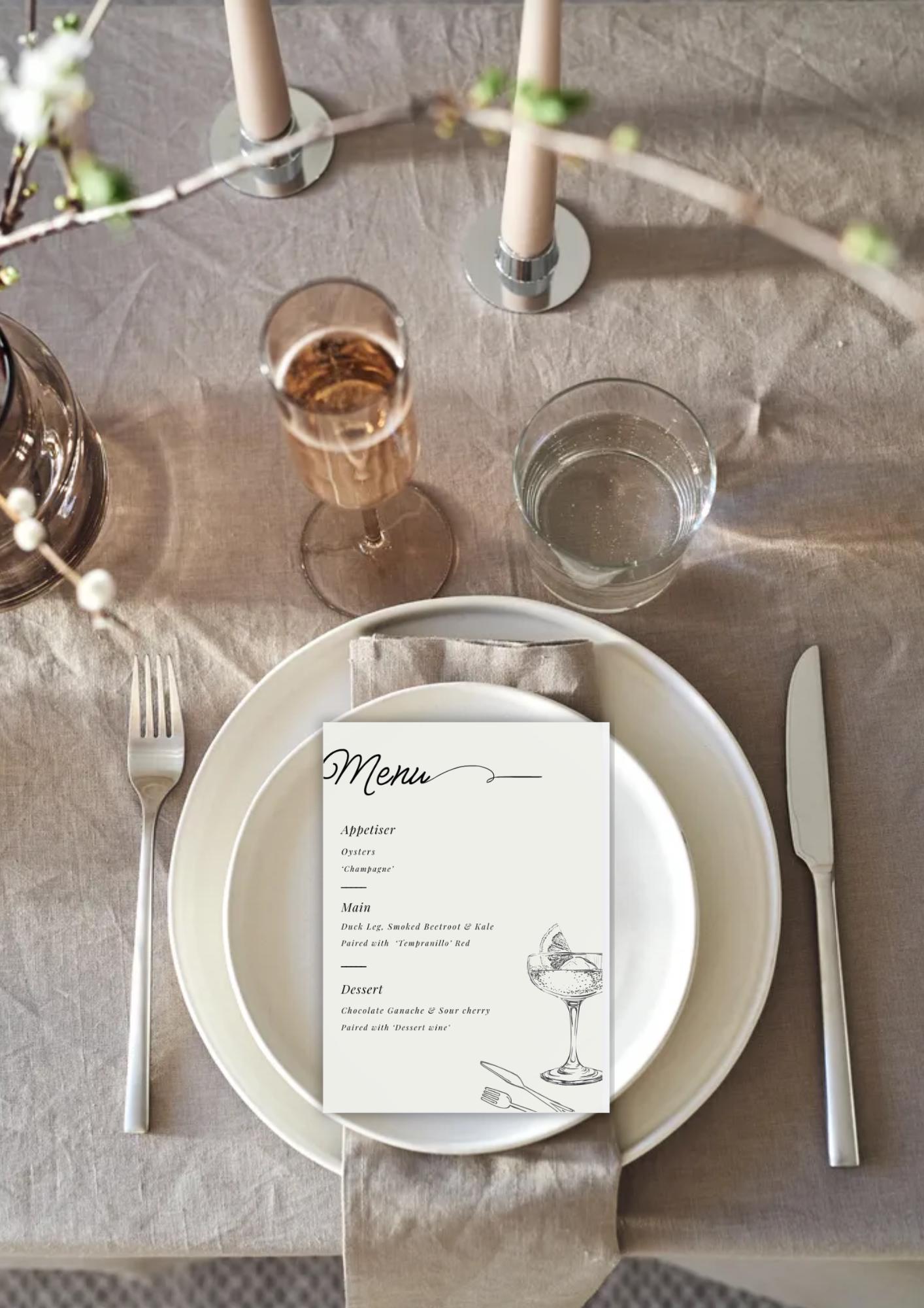 Minimal Handwritten Dinner Menu Template,illustrated Scribble Food ...
