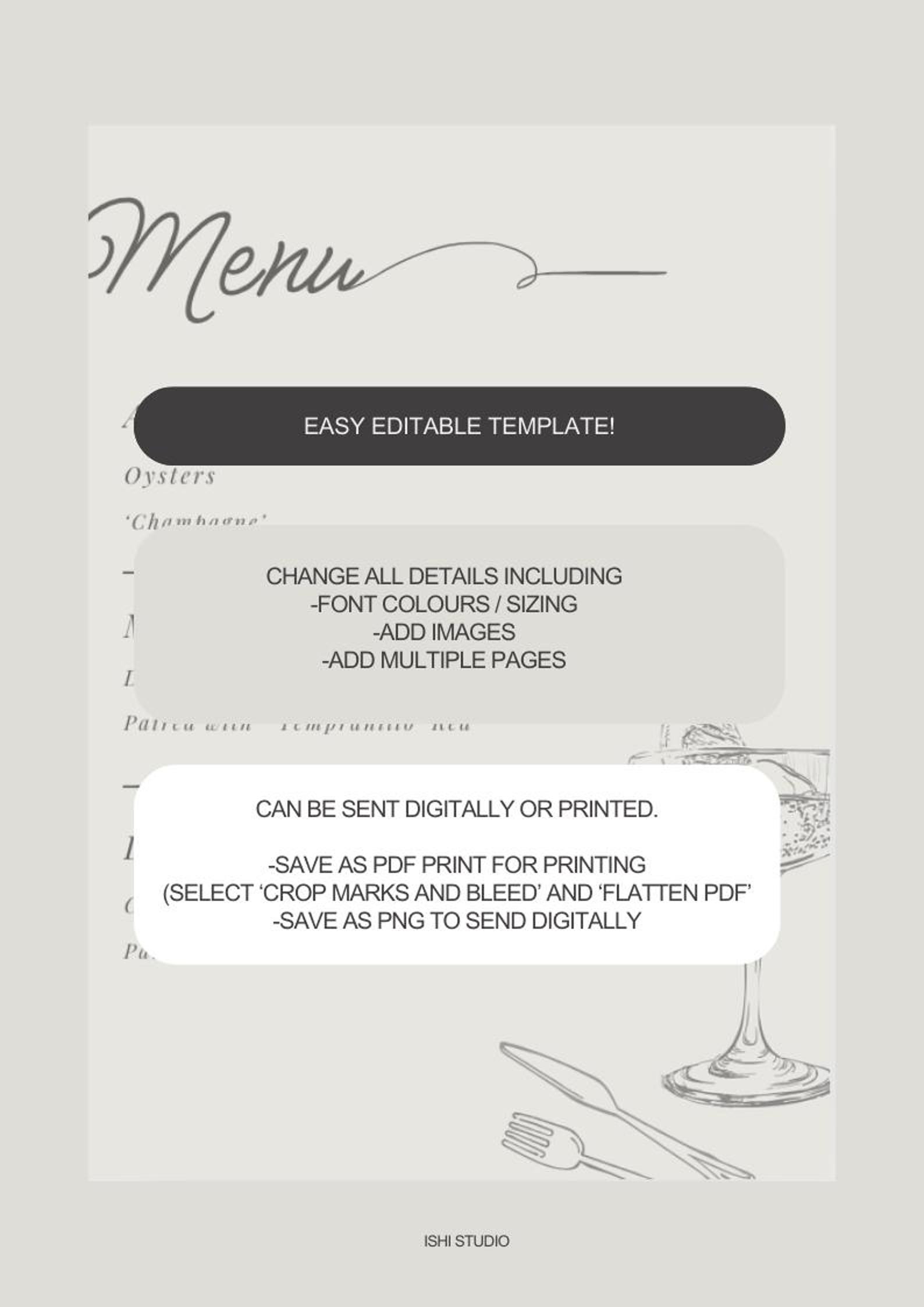 Minimal Handwritten Dinner Menu Template,illustrated Scribble Food ...