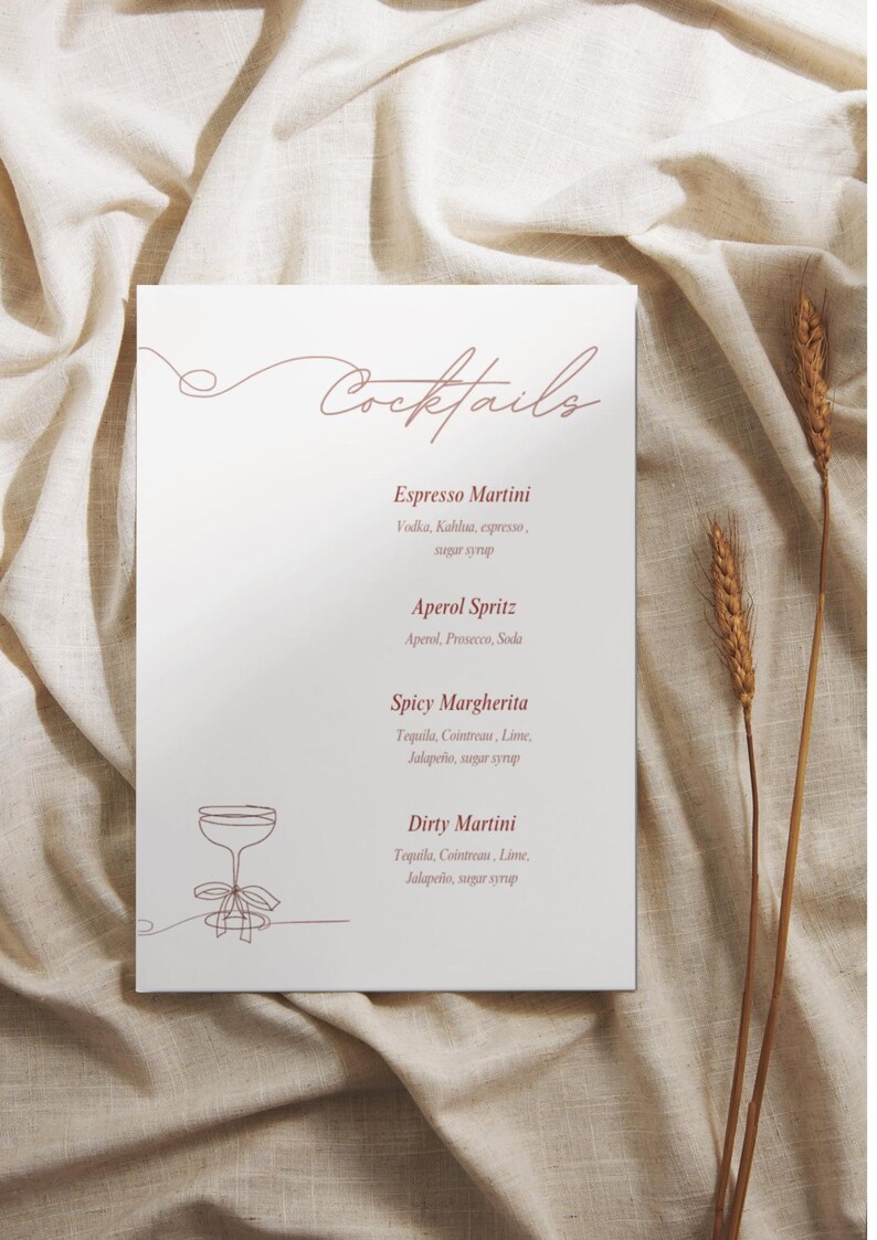 Minimal Handwritten Drink Menu Template,illustrated Scribble Cocktail ...