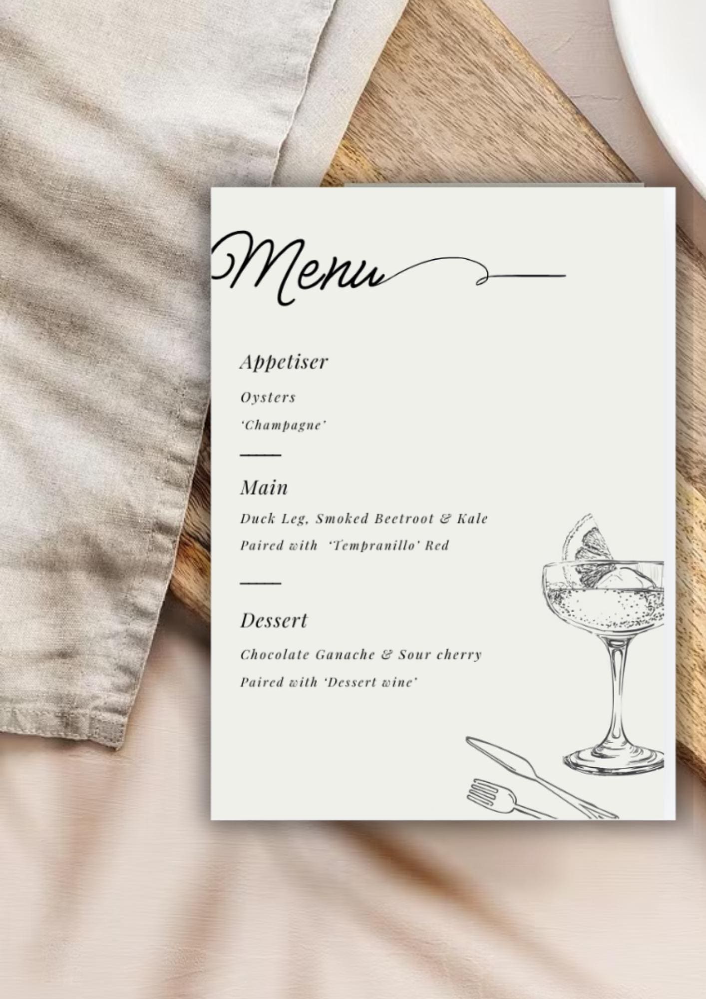 Minimal Handwritten Dinner Menu Template,illustrated Scribble Food ...