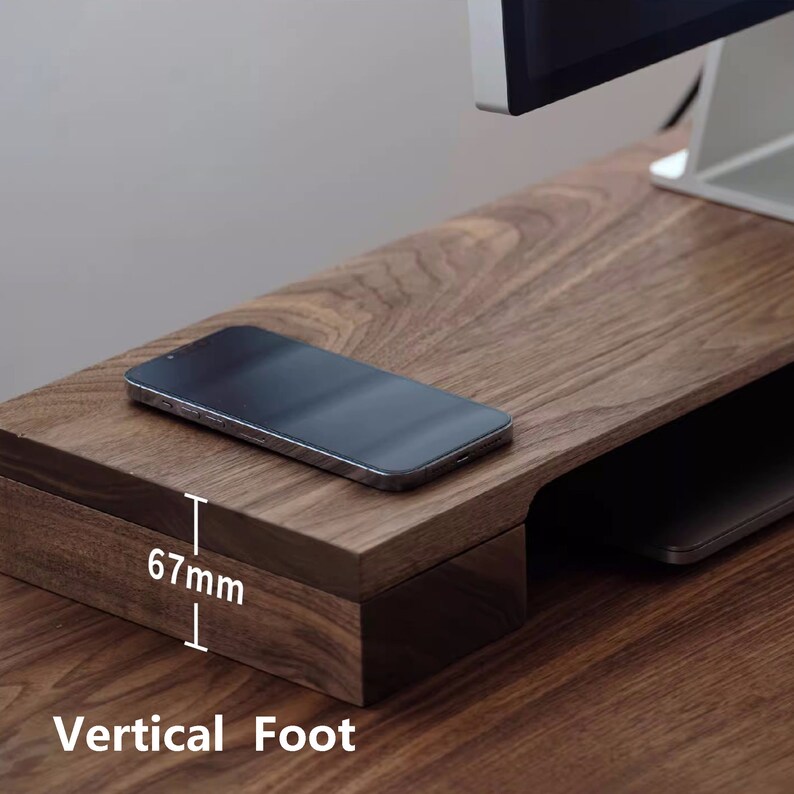 Custom Solid Walnut Minimalism Desk Monitor Riser, Solid Wood Desk ...