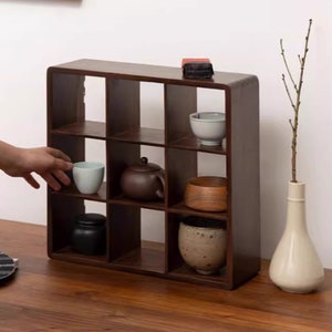 Wall Mounted Tea Coffee Mug Walnut Shelf, Float Wooden Storage, Coffee ...