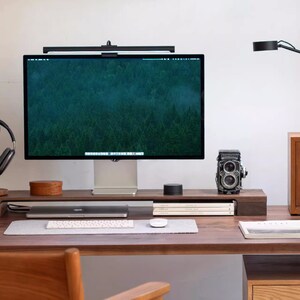 Custom Solid Walnut Minimalism Desk Monitor Riser, Solid Wood Desk ...