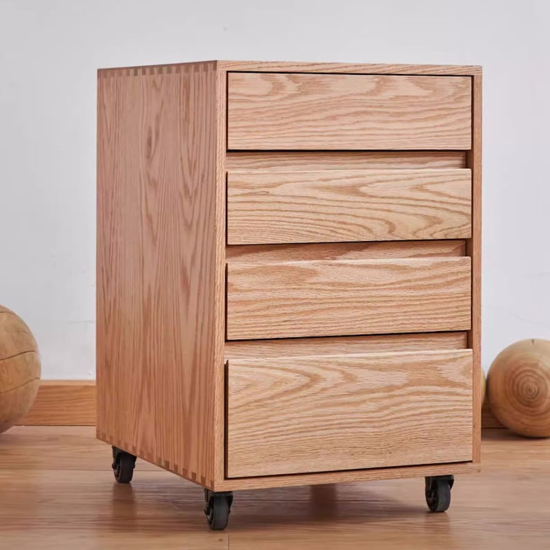 Portable Large Solid Wood Mobile Chest of Drawers With Caster Wheel ...