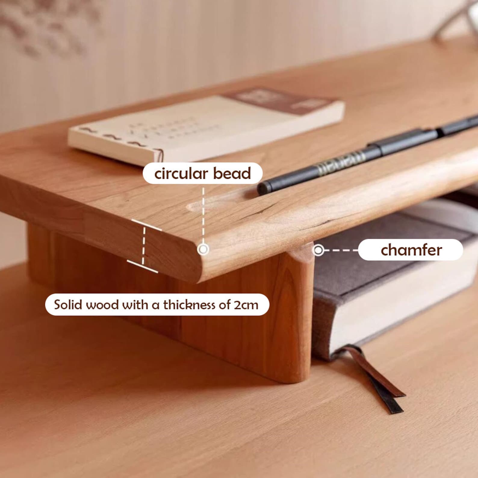 Custom Solid Wood Desk Shelf Monitor Stand With Drawer Storage, Desk ...