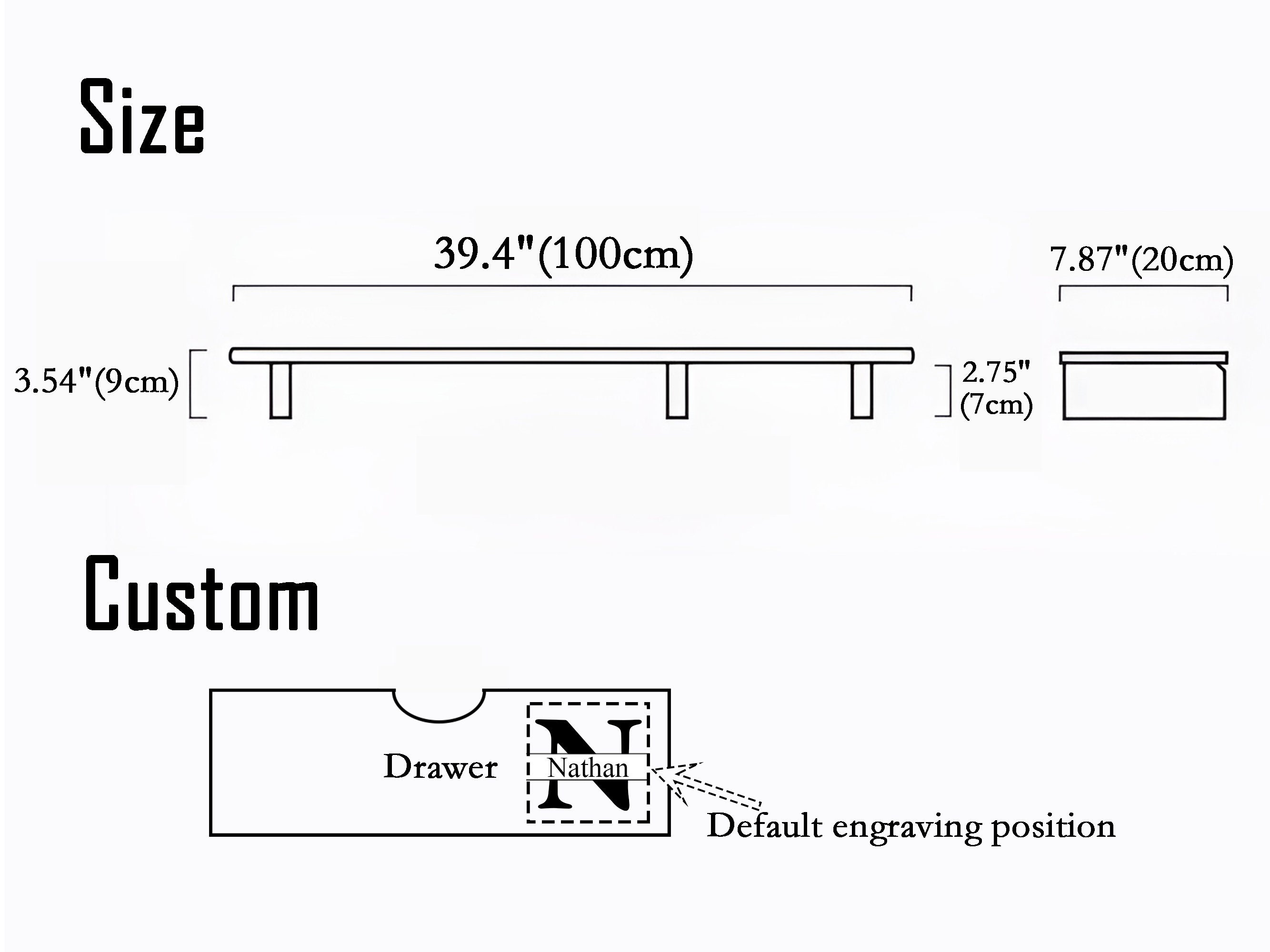 Custom Solid Wood Desk Shelf Monitor Stand With Drawer Storage, Desk ...