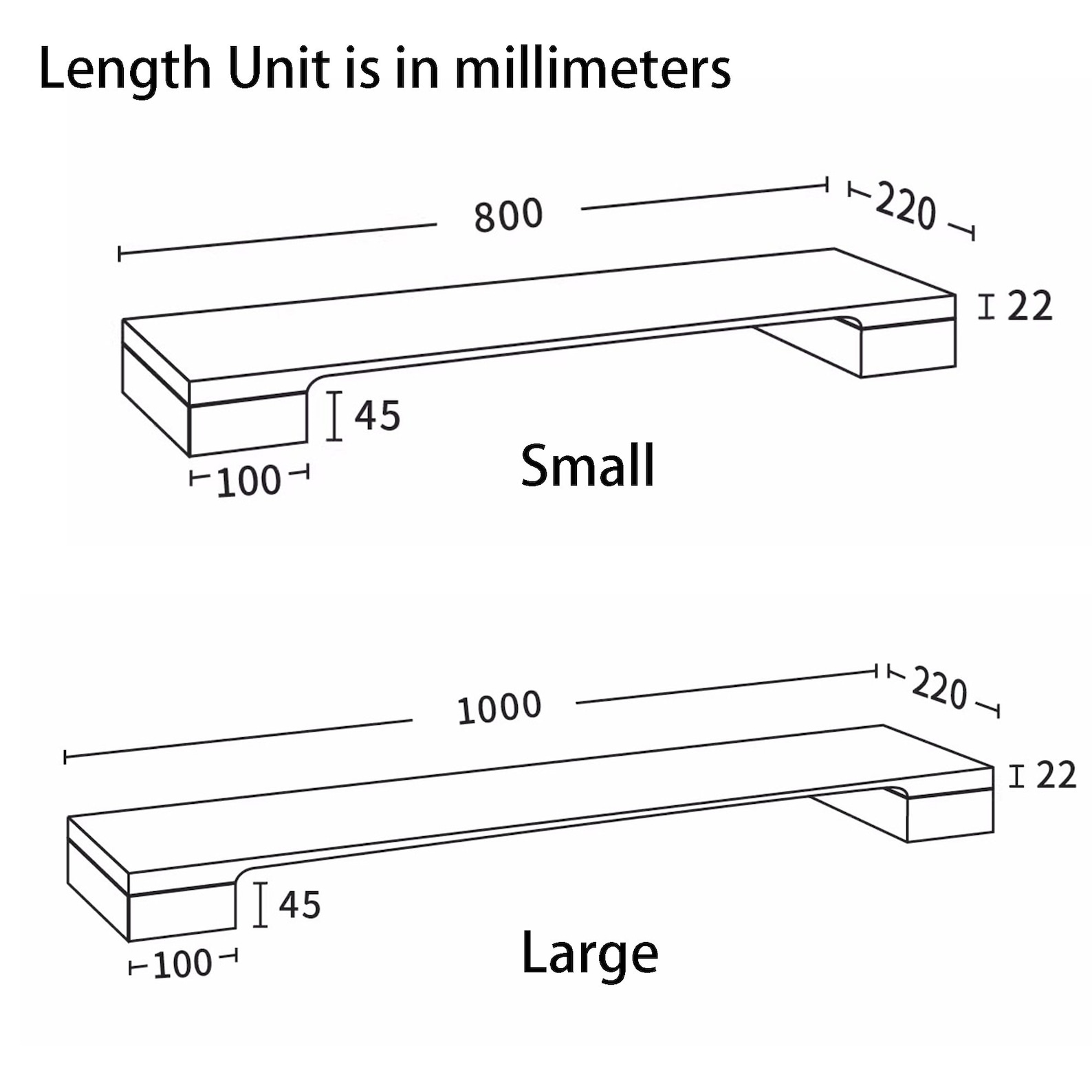 Custom Solid Walnut Minimalism Desk Monitor Riser, Solid Wood Desk ...