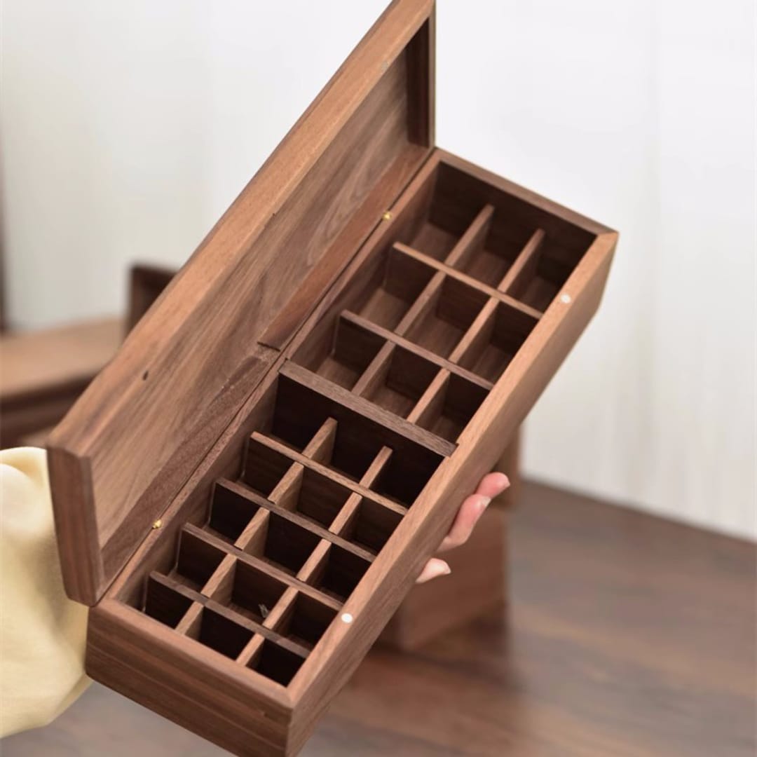 Walnut Wood Essential Oil Storage Box, Natural Living and Wellness ...
