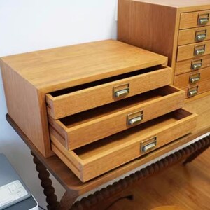 Vintage Teak Wood Storage Box With Drawer, Tabletop Desk Drawers ...