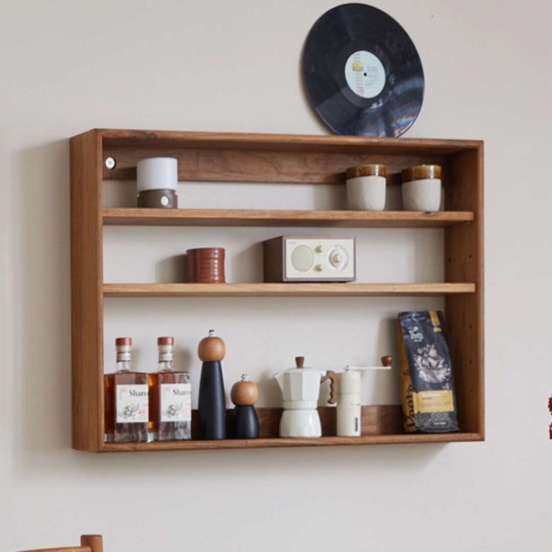 Wall Mounted Tea Coffee Mug Wine Book Shelf, Float Wooden Rack, Coffee ...