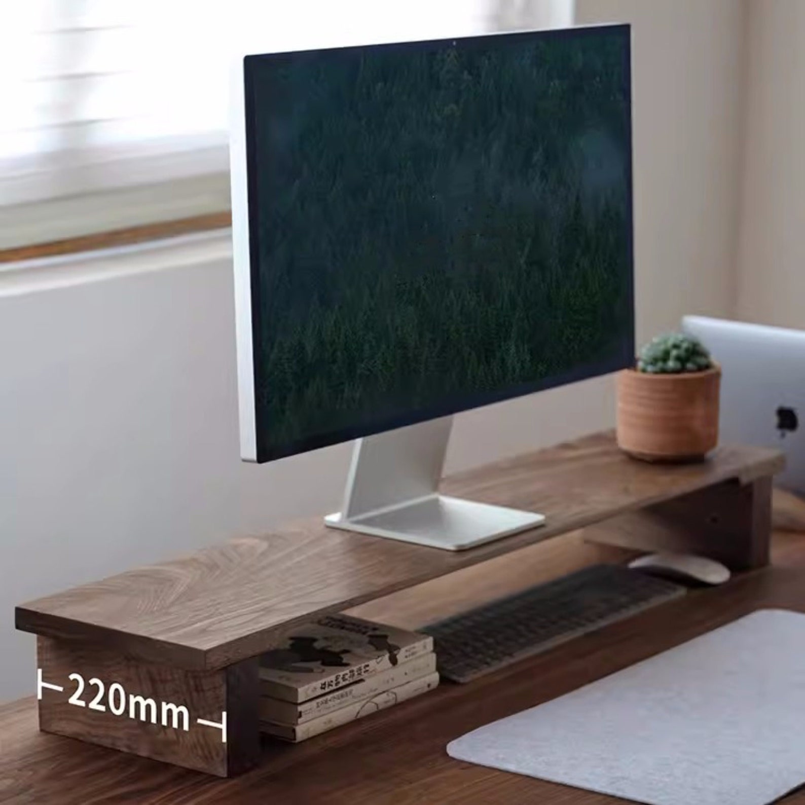Custom Solid Walnut Minimalism Desk Monitor Riser, Solid Wood Desk ...