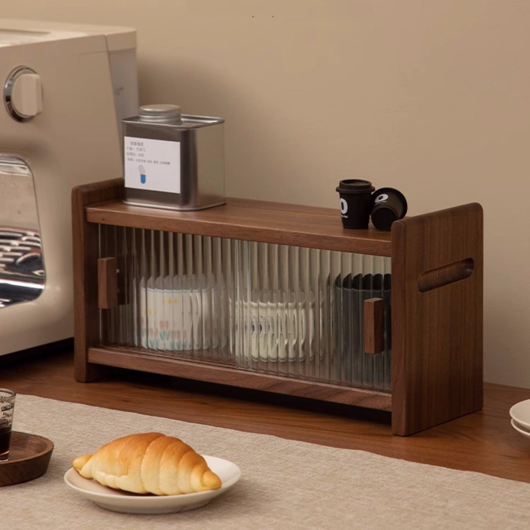 Desktop Coffee Tea Mug Cup Storage Holder, Exquisite Solid Walnut Wood ...