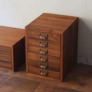 Vintage Teak Wood Storage Box With Drawer, Tabletop Desk Drawers ...