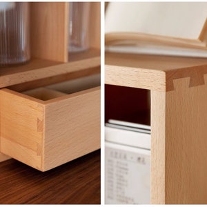 Wooden Desktop Coffee Tea Mug Cup Storage Holder With Drawer, Coffee ...