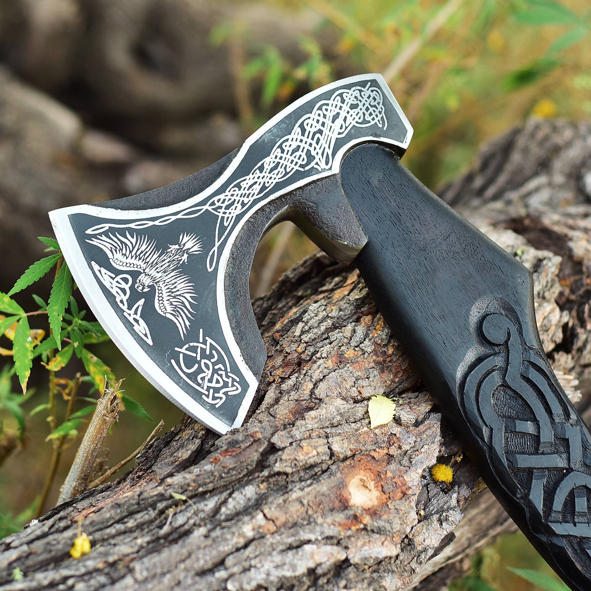 Viking Axe Raven Engraved Axe Viking Forged Axe - Etsy