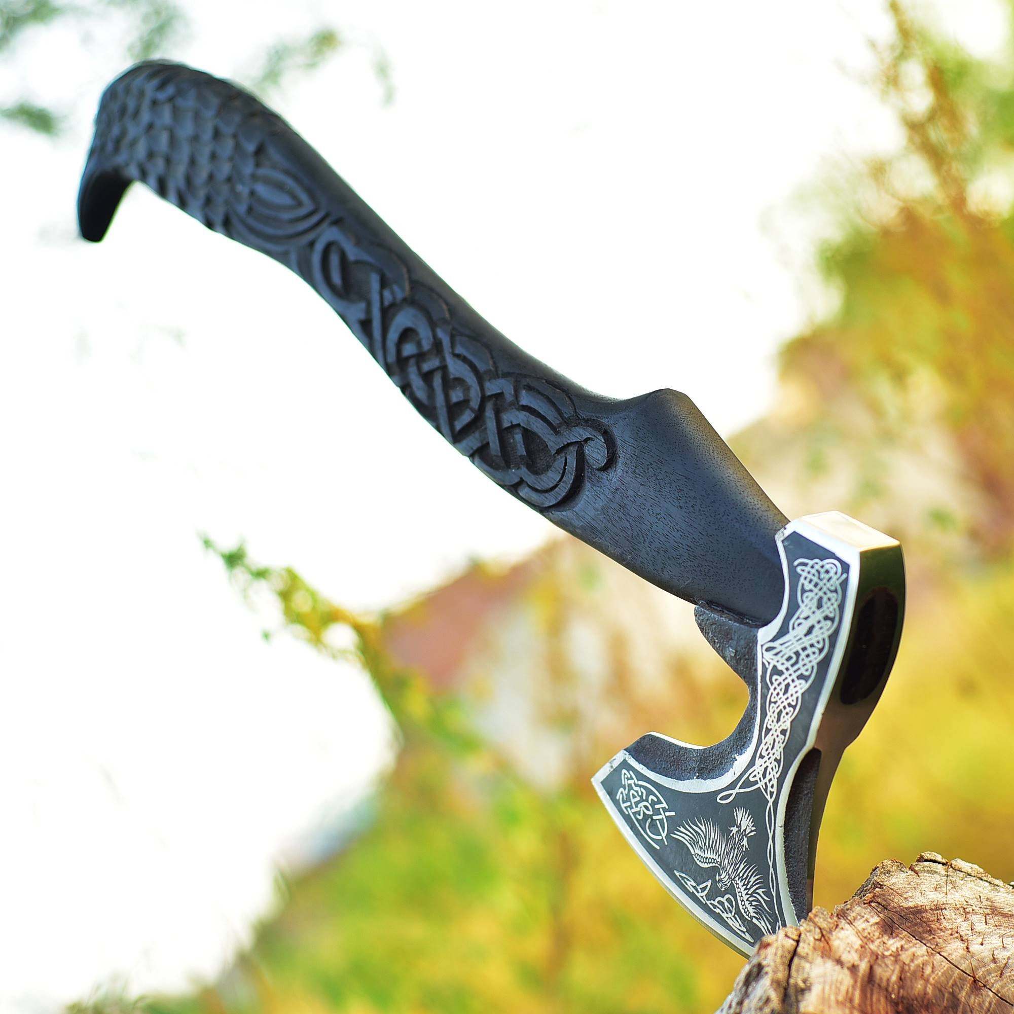 Viking Axe Raven Engraved Axe Viking Forged Axe - Etsy