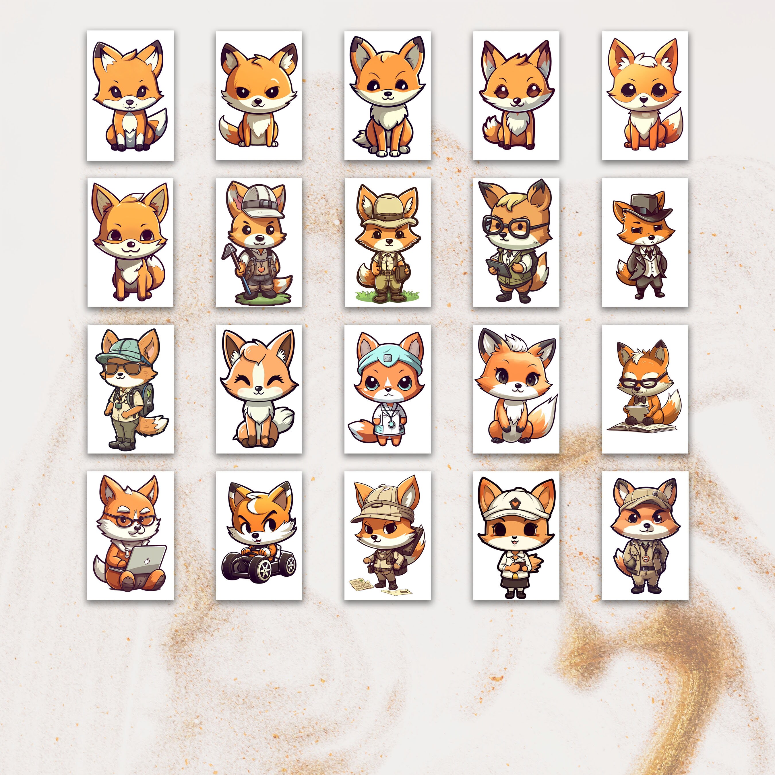 Cute Fox PNG SVG Clip Art Bundle Cute Animal Clipart Fox - Etsy