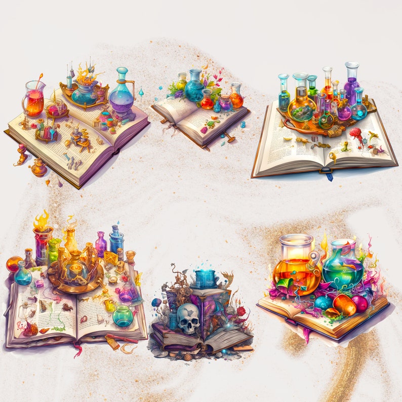 25 PNG Fantasy Potion Books Clipart - Open Book Clip Art - Book Bundle ...