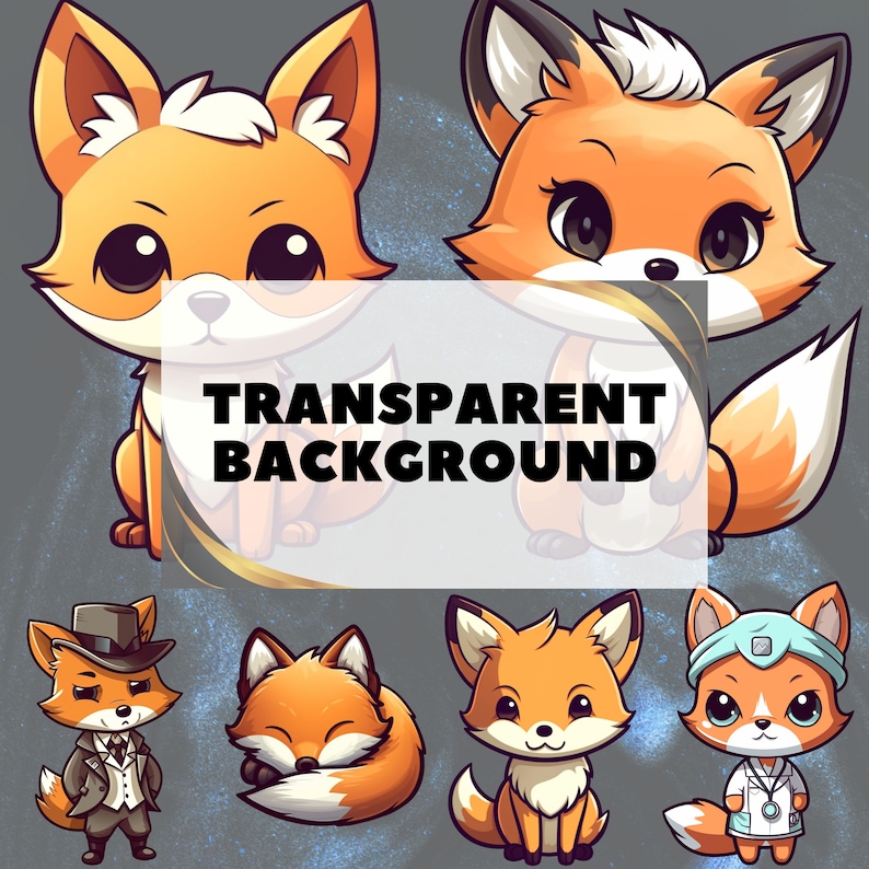 Cute Fox PNG SVG Clip Art Bundle, Cute Animal Clipart Fox Sublimation ...