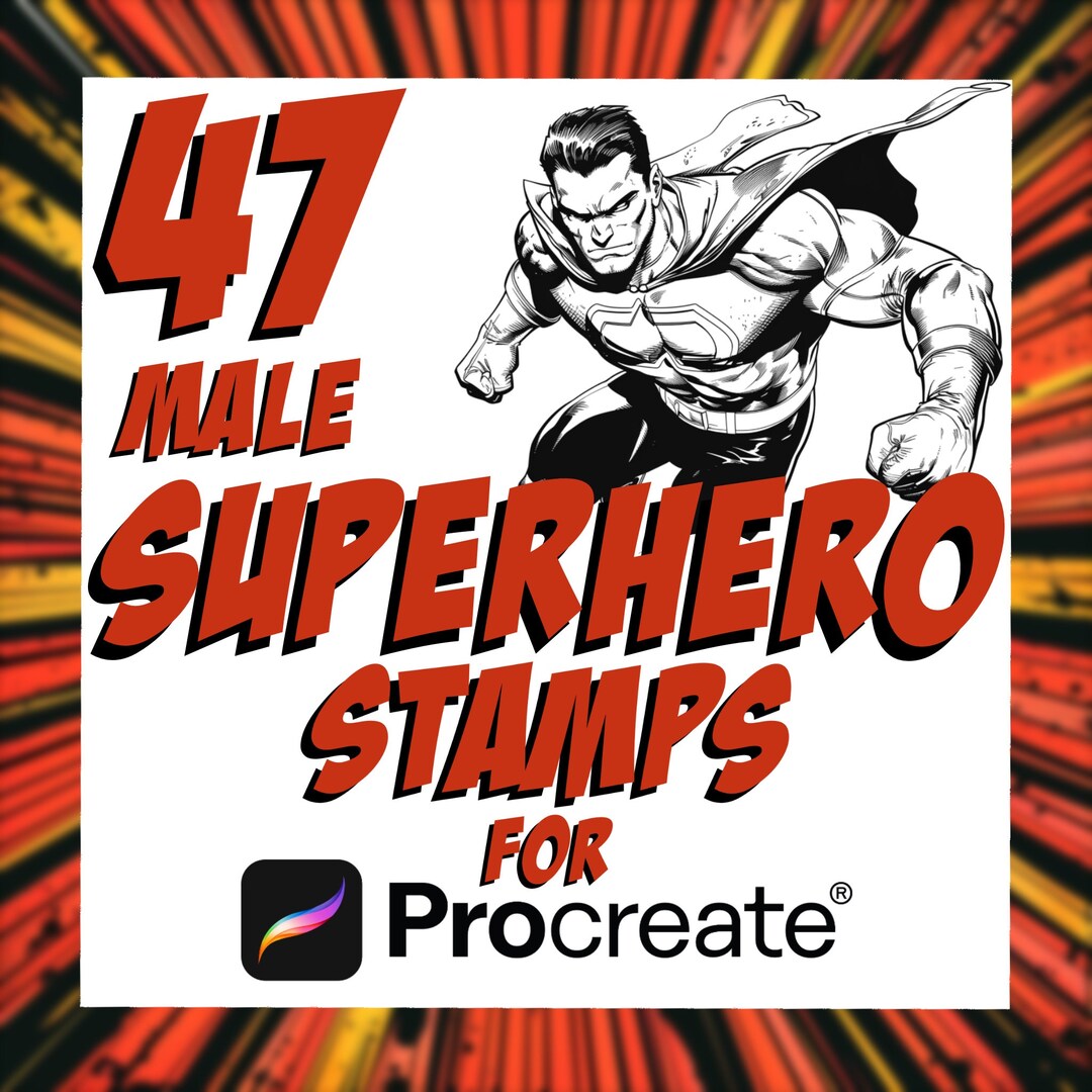 Comic Style Male Superhero Procreate Stamps | Comics Digital Art ...