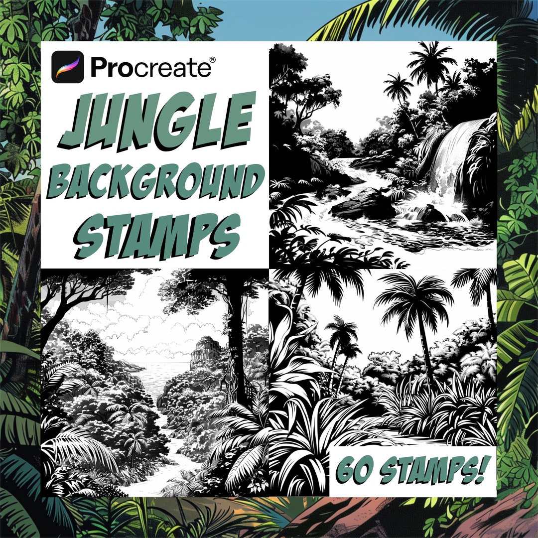 Comic Style Jungle Backgrounds Procreate Digital Art Stamps Manga ...