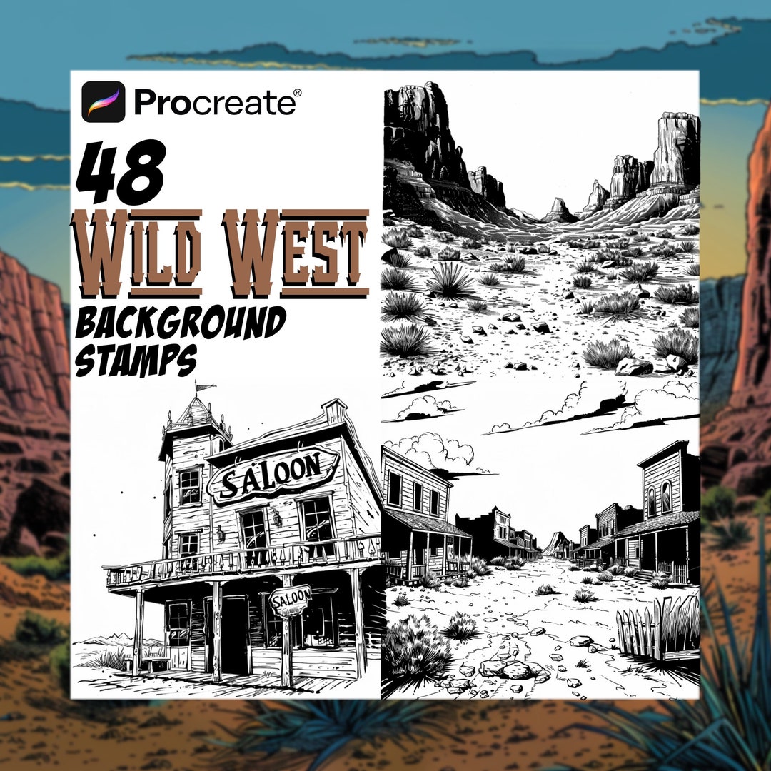 Comic Style Western Backgrounds | Procreate Digital Art Stamps | Manga ...