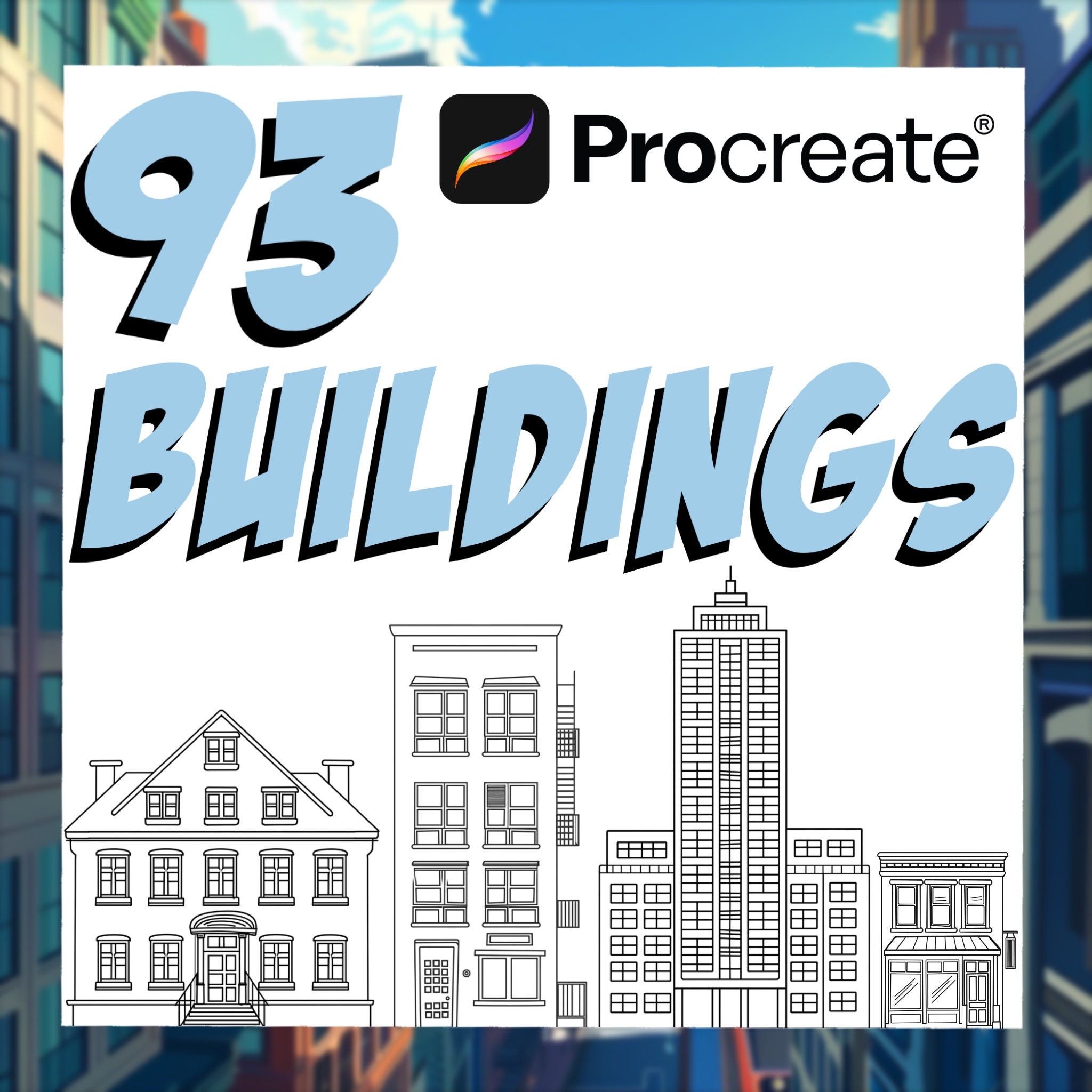 Comic Style Building Procreate Stamps | Cities Digital Download | City ...