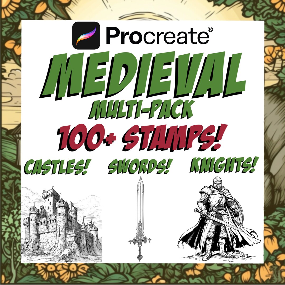 Medieval Fantasy Stamp Set | Procreate Digital Art Stamps | Castle ...