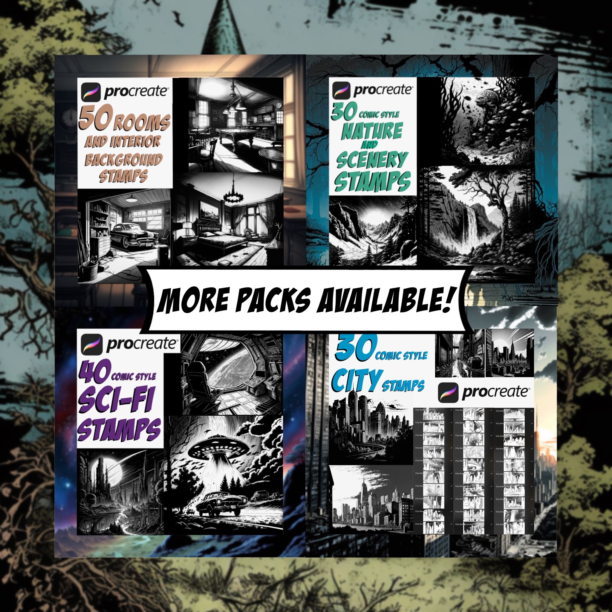 Medieval Fantasy Comic Style Procreate Stamps Digital Art - Etsy