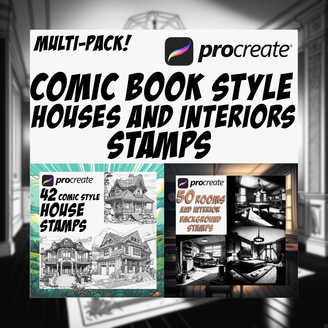 Comic Style House and Room Backgrounds | Procreate Digital Art Stamps ...