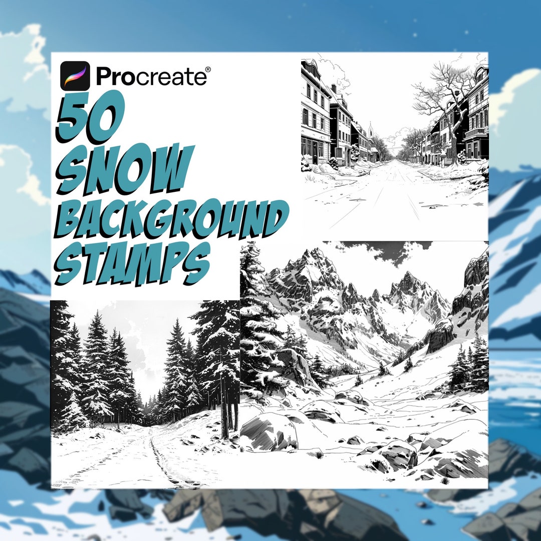 Artic Snow Backgrounds | Procreate Digital Art Stamps | Winter Manga ...