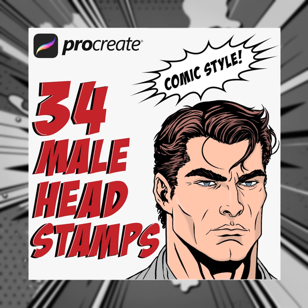 Procreate Comic Book Style Head Stamps Digital Art Assistance Brush Set