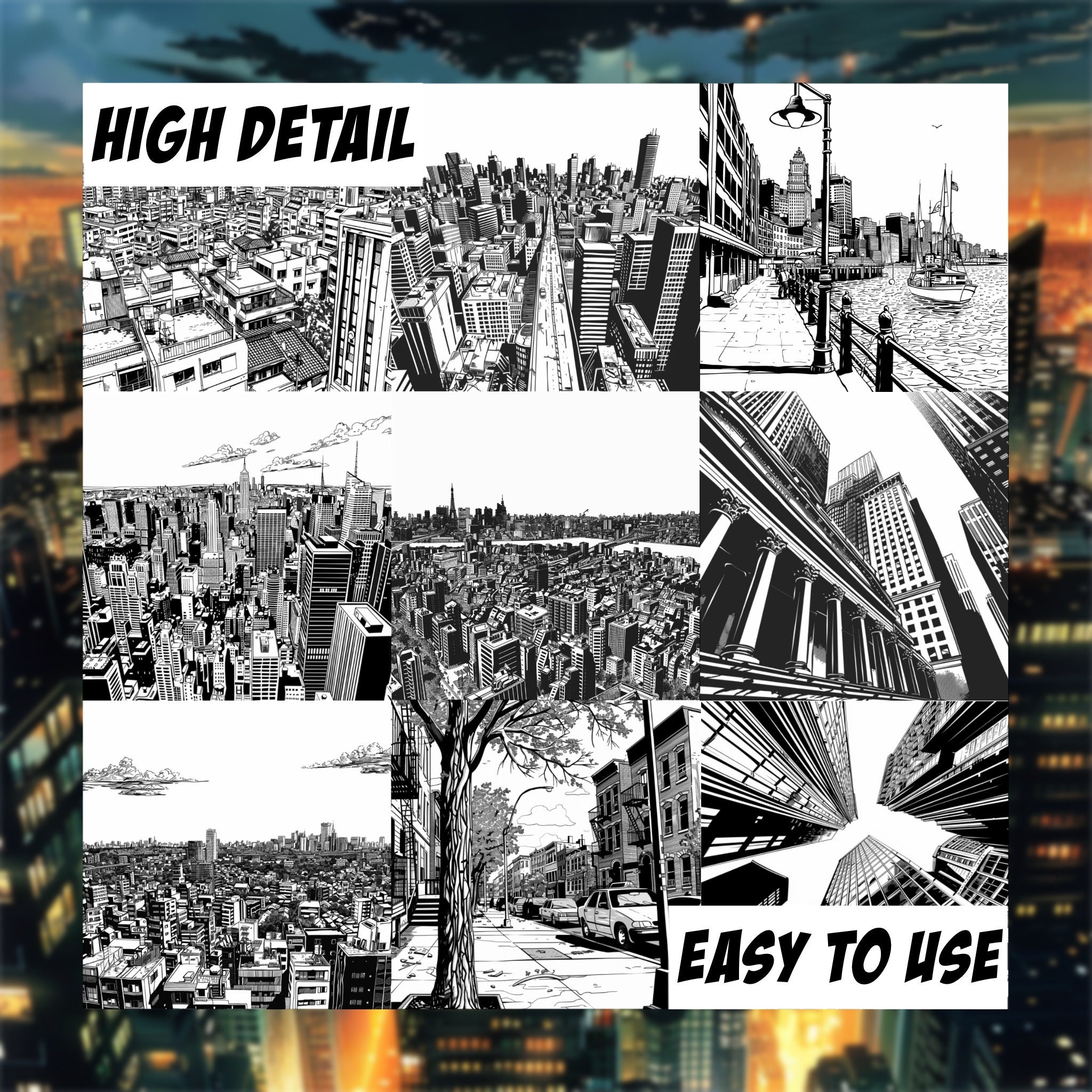 Comic Book Style City Backgrounds Procreate Digital Art Stamps Manga ...