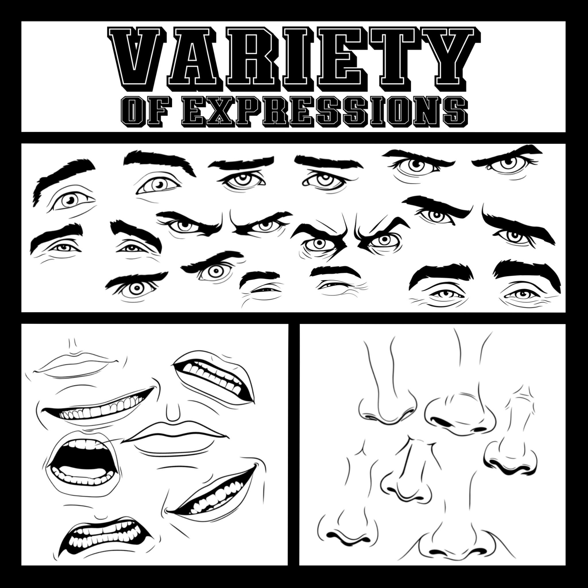 150+ Male Comic Book Face Stamps for Procreate | Manga Head Drawing ...