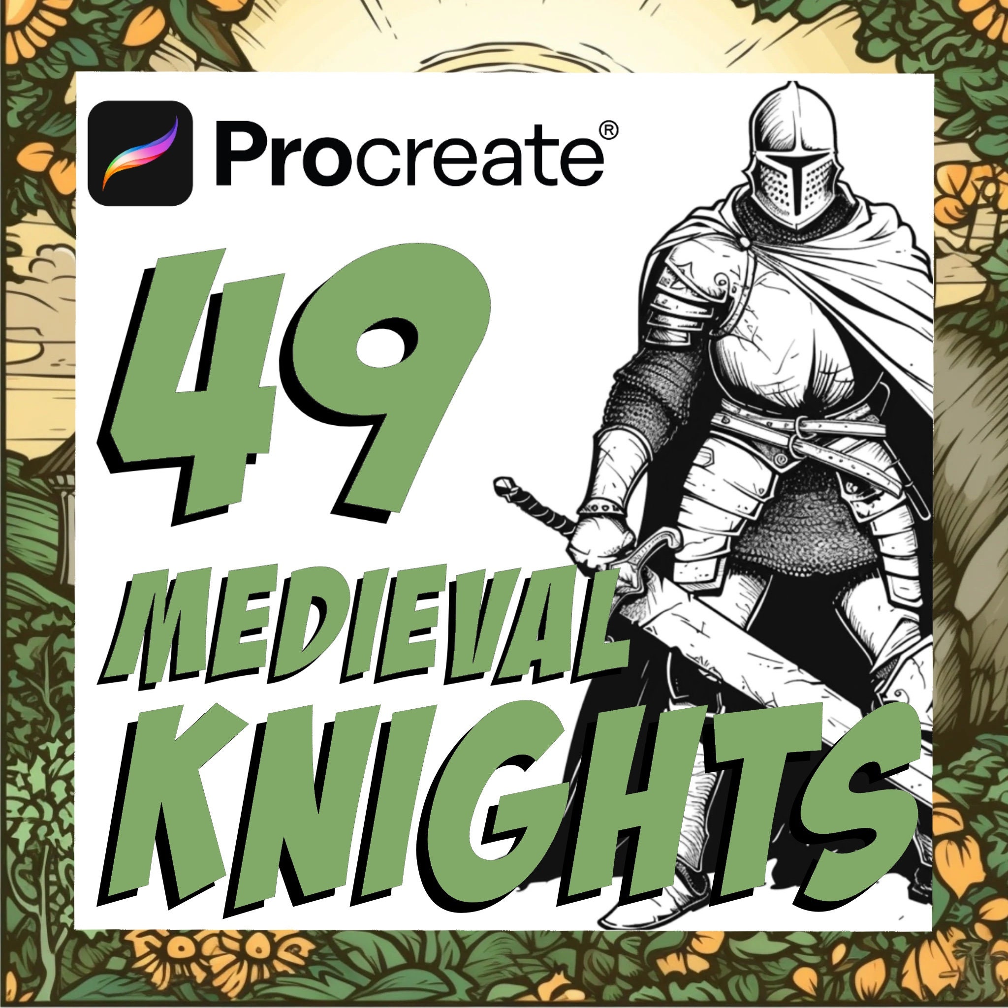 Comic Style Medieval Knight Procreate Stamps | Digital Art Assistance ...