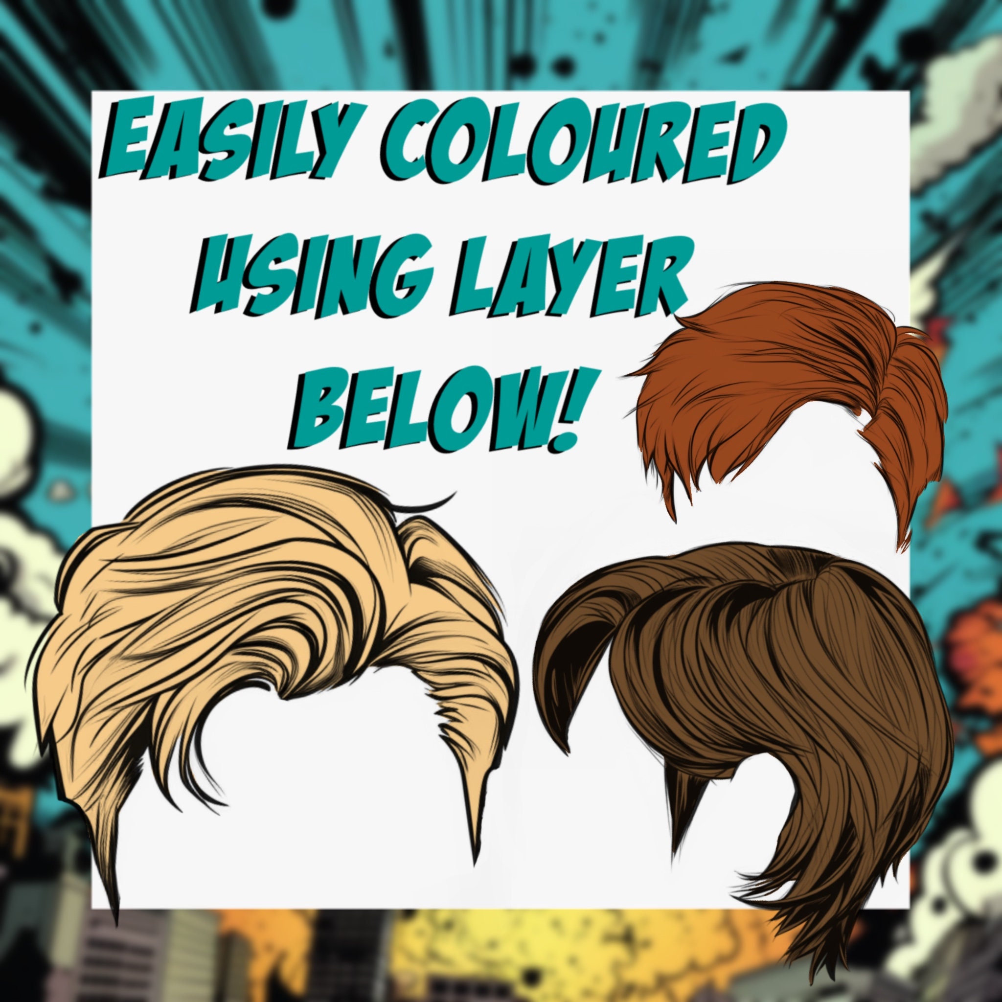 Male Hairstyle Procreate Brush Set | Men Hair Digital Art Stamps ...