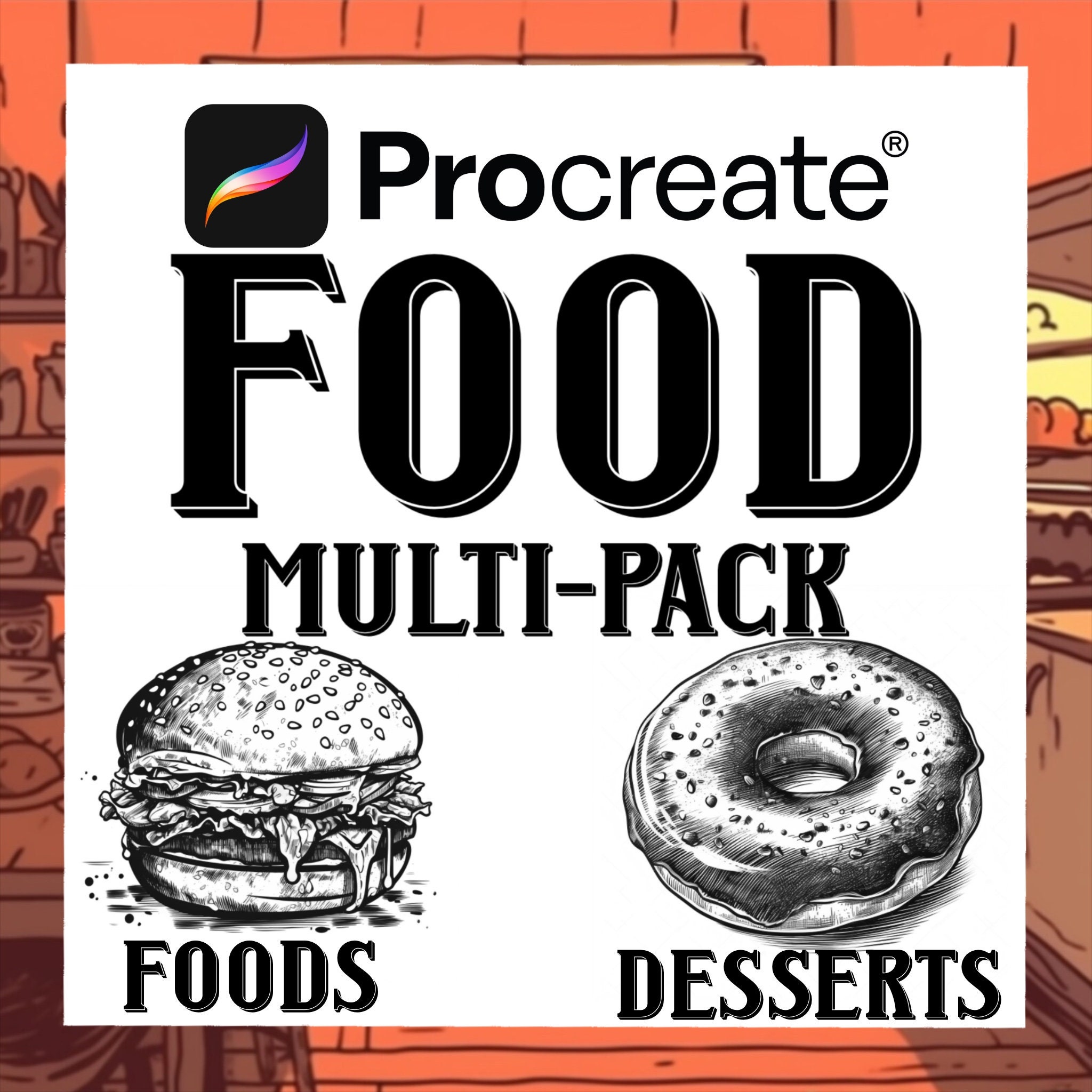 Procreate Food and Dessert Stamp Brushes | Graphic Design | Digital ...