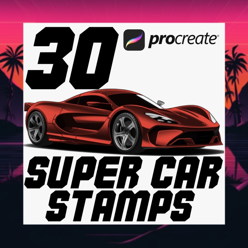 Supercar Procreate Stamps Set Motor Stamp Pack Car Digital - Etsy