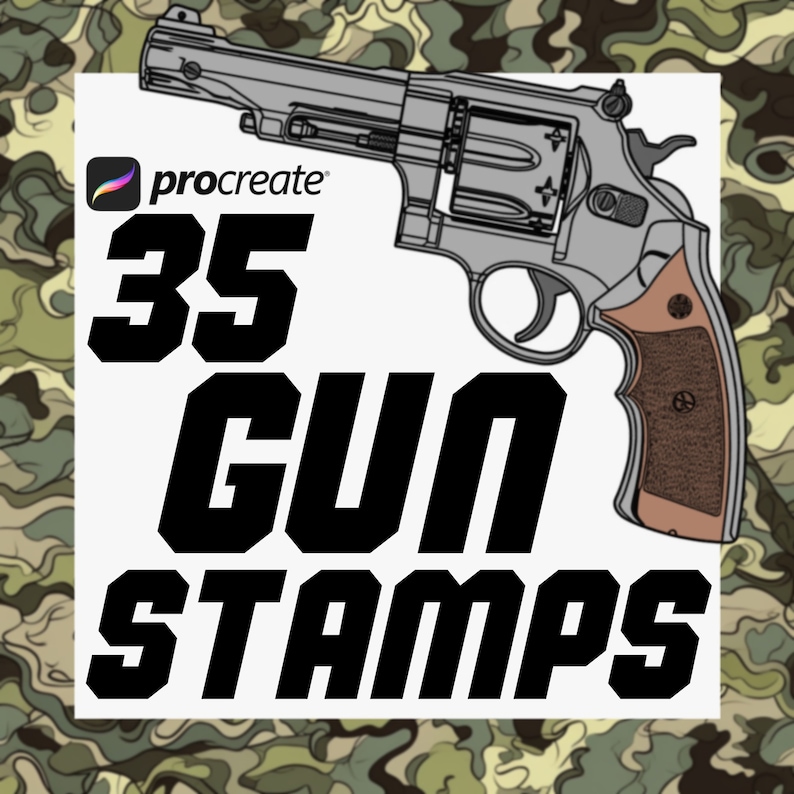 Gun Weapons Procreate Stamps | Guns Digital Art Illustration Brushes ...