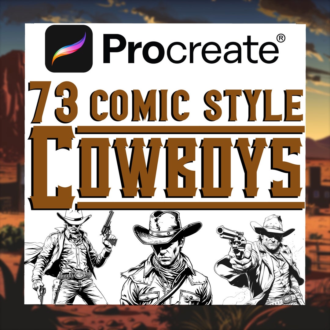 Comic Book Style Cowboy Procreate Stamps | Wild West Art | Western ...