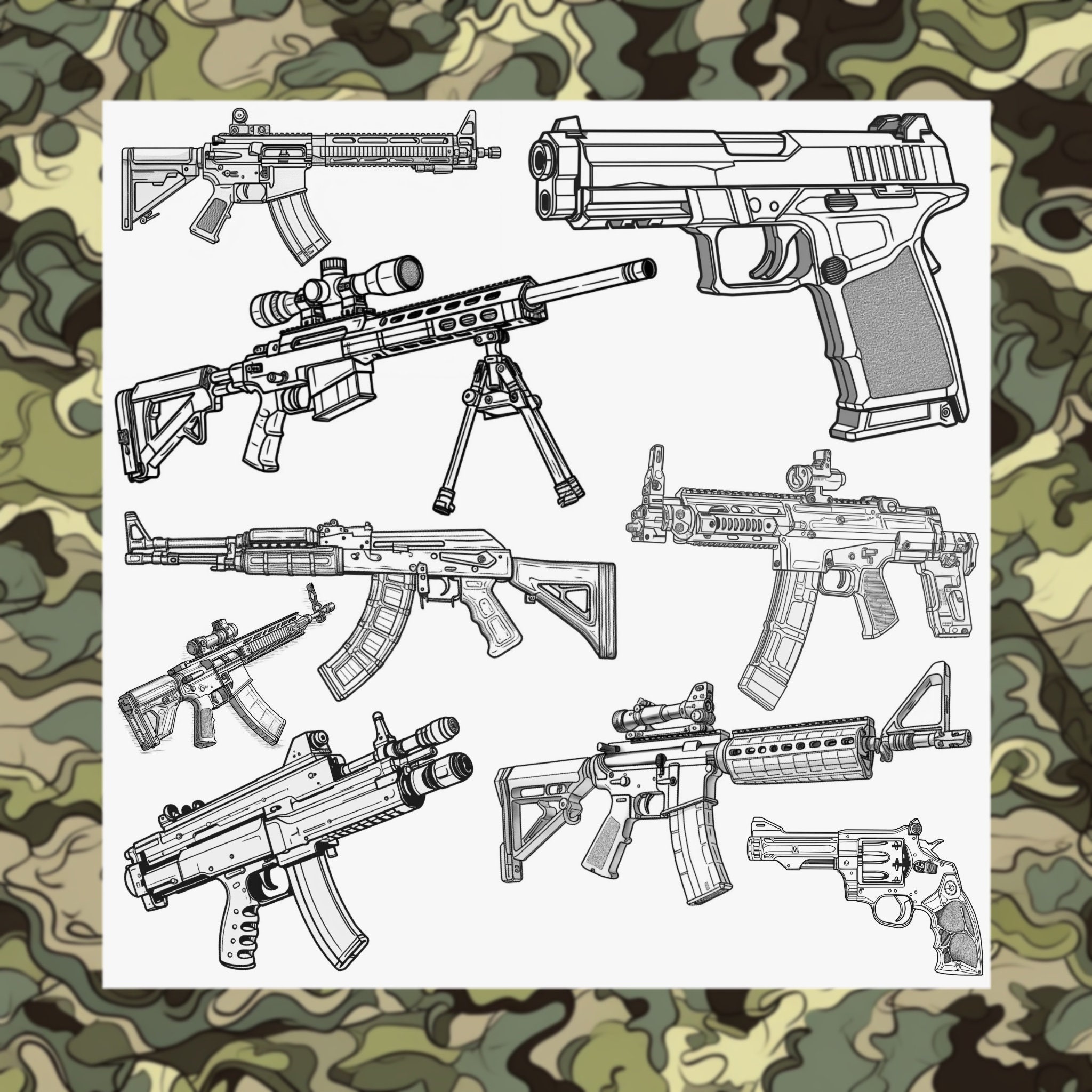 Gun Weapons Procreate Stamps | Guns Digital Art Illustration Brushes ...