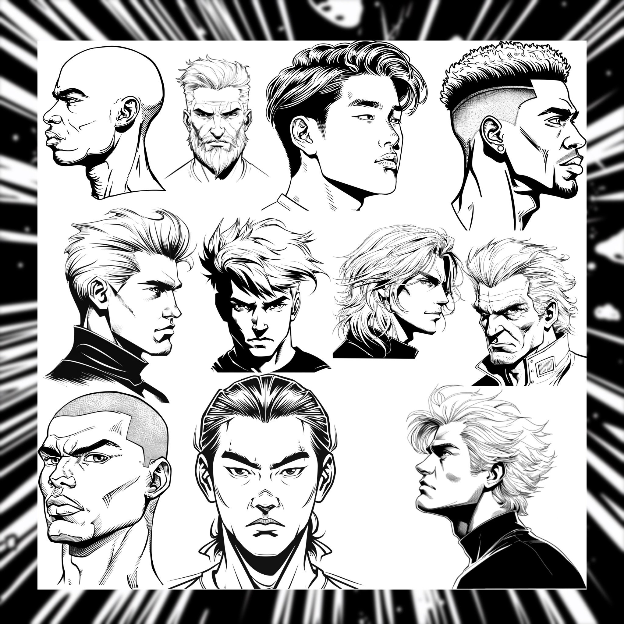 Procreate Comic Book Style Male Head Stamps | Digital Art Assistance ...