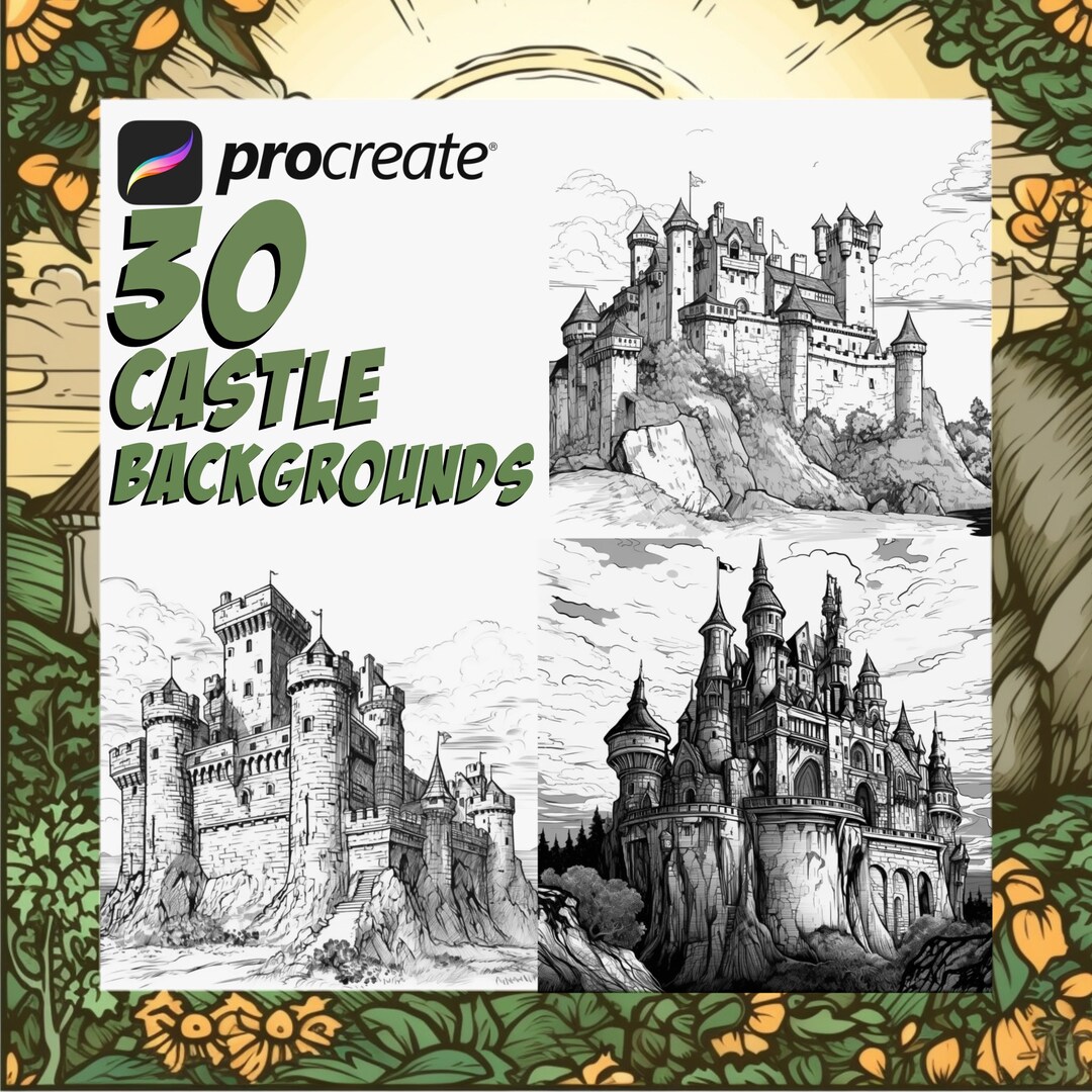 Medieval Fantasy Castle Backgrounds | Procreate Digital Art Stamps ...