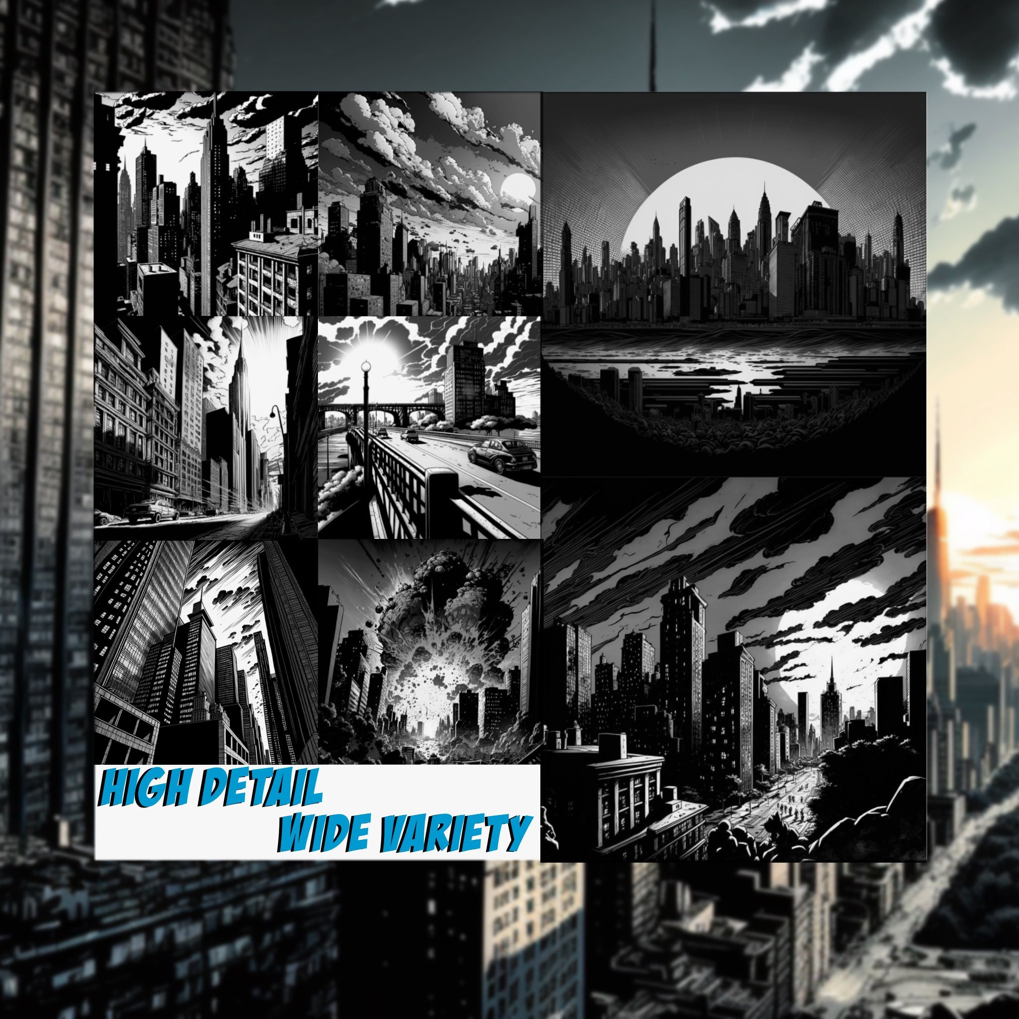 Comic Style City Backgrounds Procreate Digital Art Stamps Manga ...
