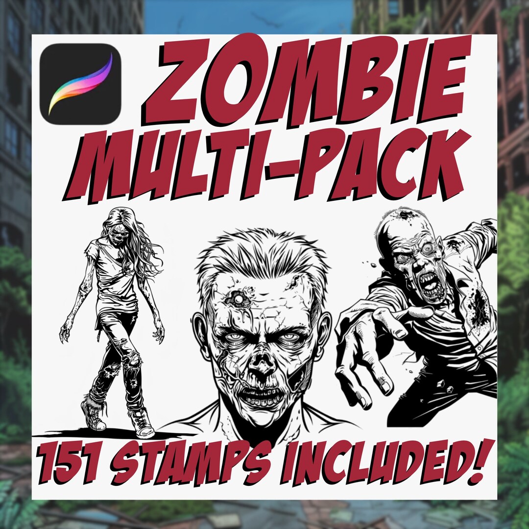 Comic Style Zombies Heads Procreate Stamps | Zombie Digital Art ...