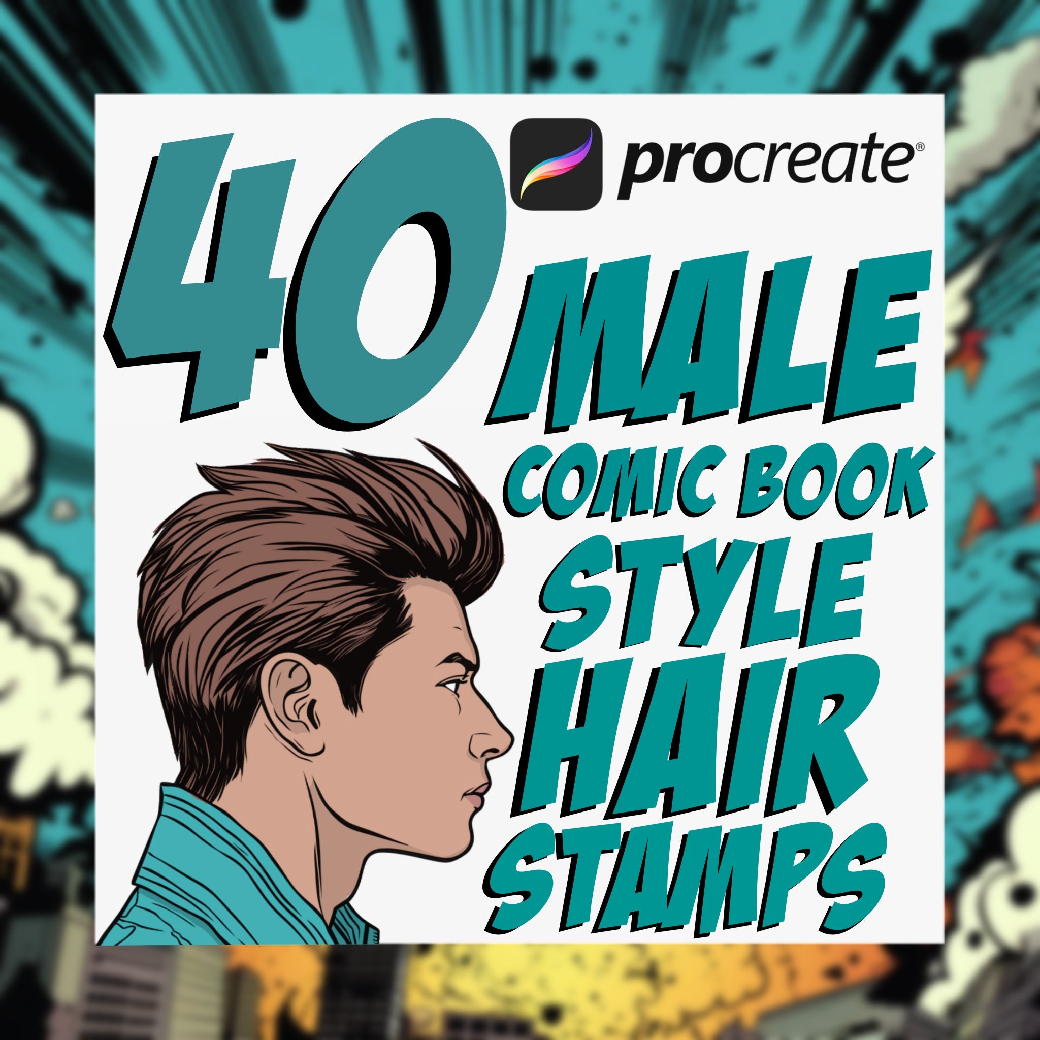 Male Hairstyle Procreate Brush Set | Men Hair Digital Art Stamps ...